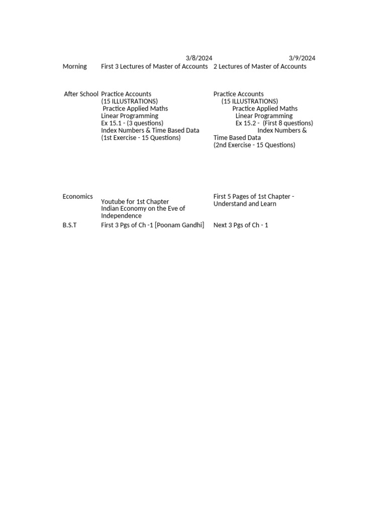 12th Commerce Time Table | PDF