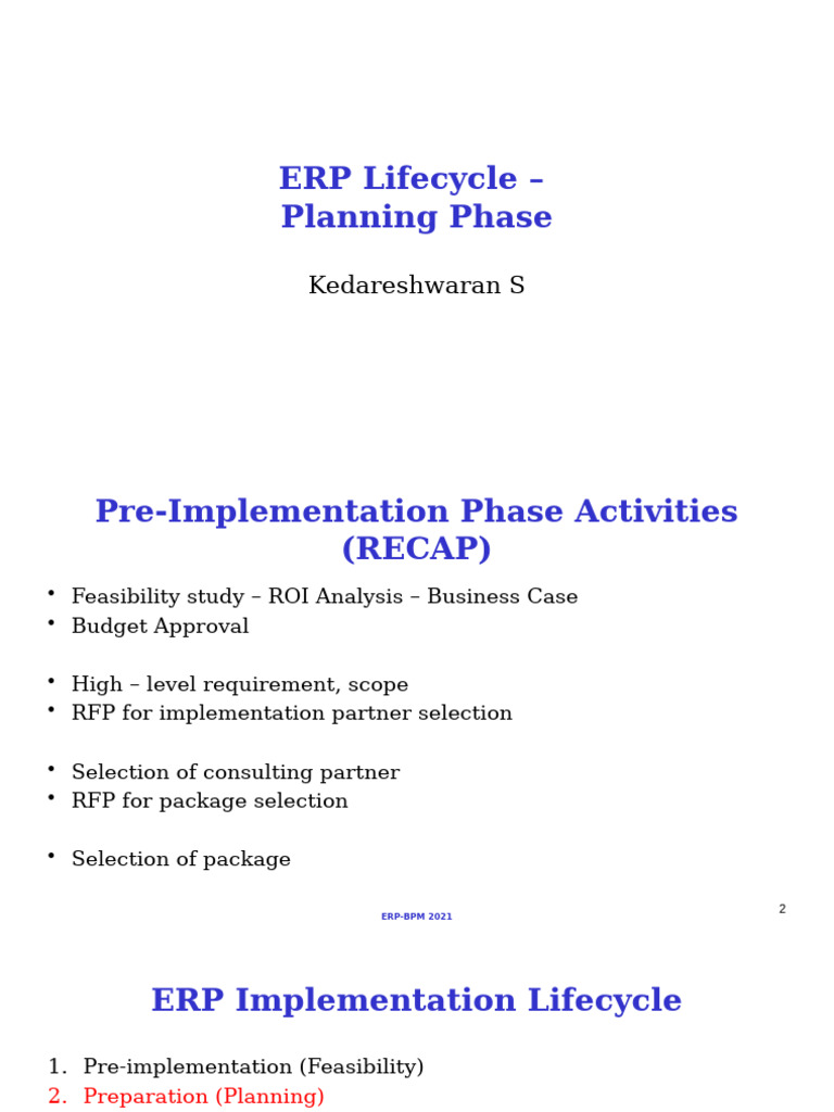 ERP 5-6 - ERP Life Cycle - Planning | PDF | Enterprise Resource Planning | Computing