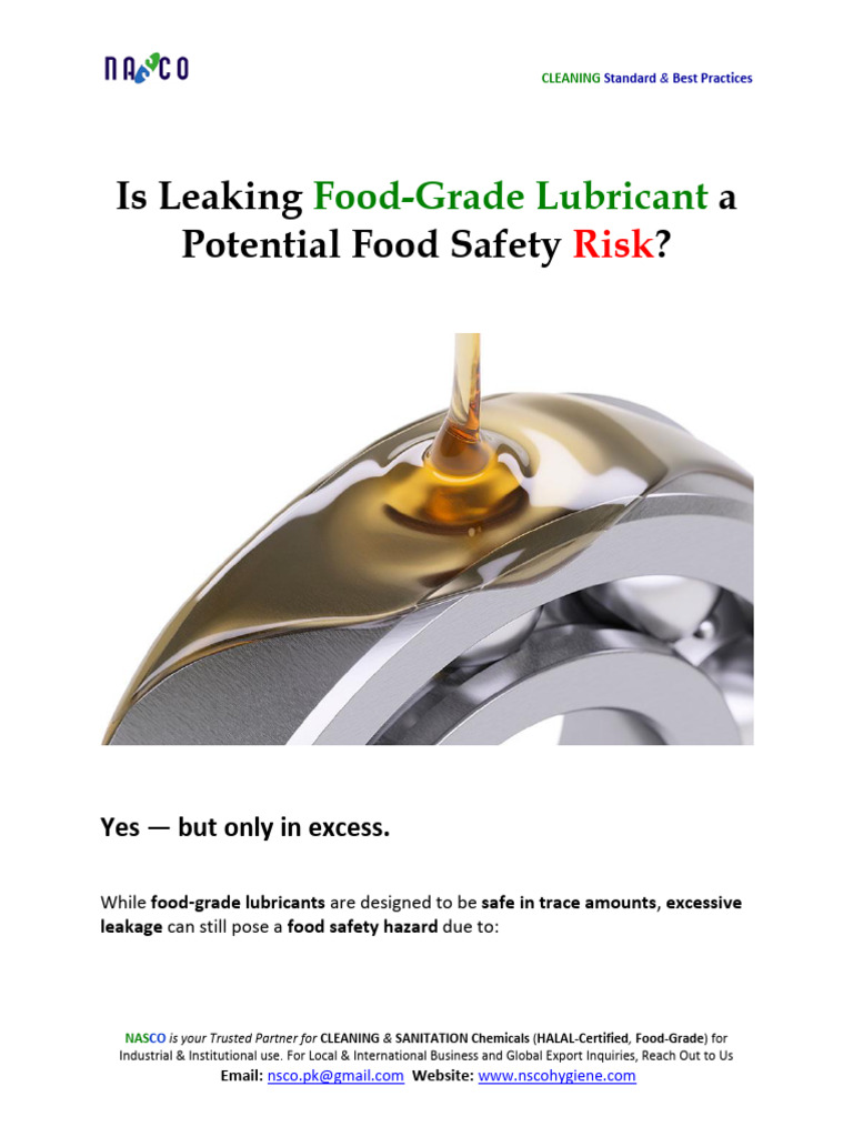 Food-Grade Lubricants Are Not 100 - Harmless | PDF | Hazard Analysis ...