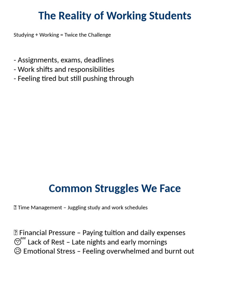 Working Students Struggles | PDF