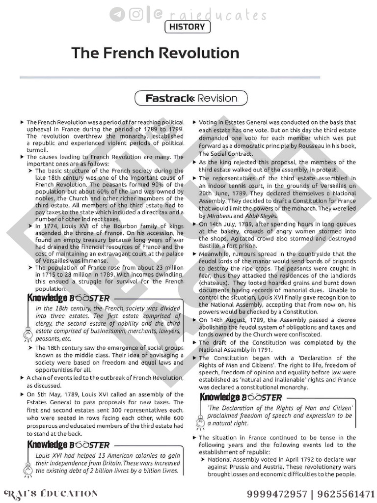 IX The French Revolution Important Questions | PDF