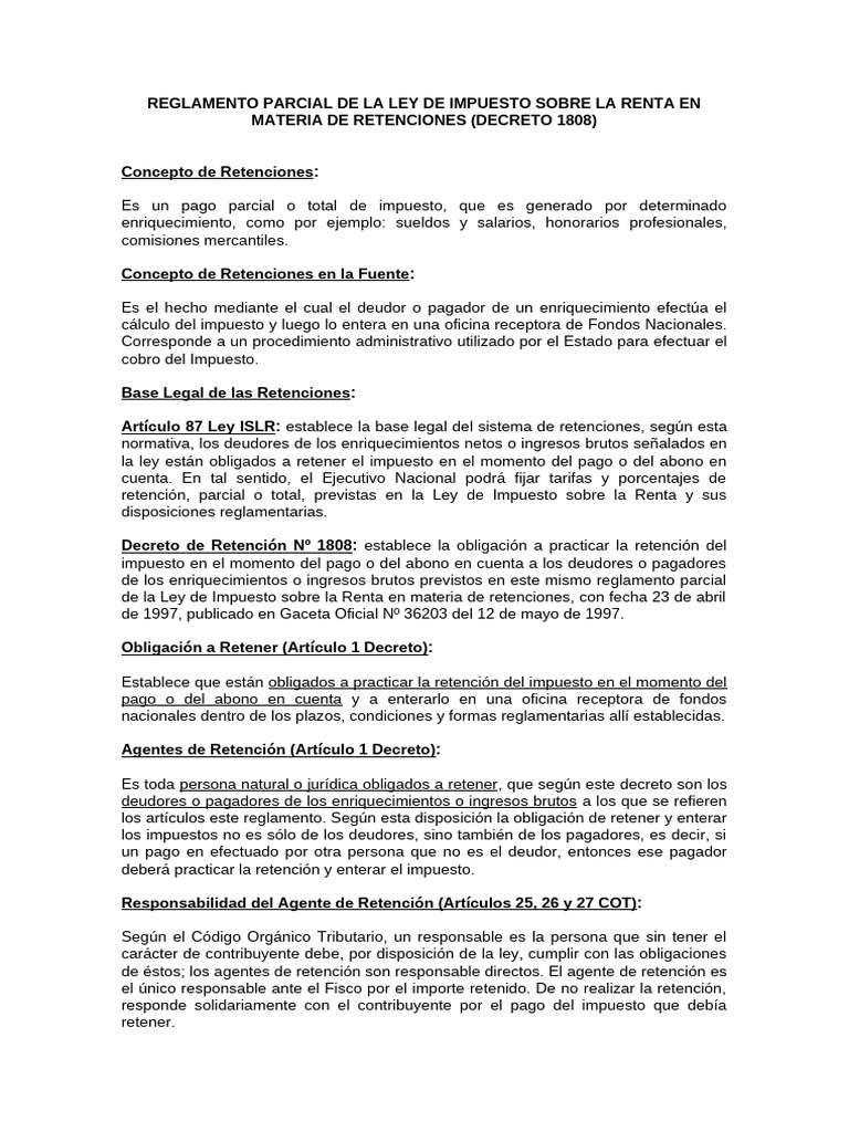 Retención de Islr | PDF | Impuestos | Pagos