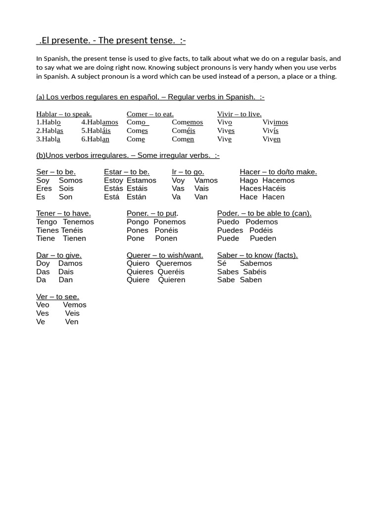 Spanish Verb Tenses Overview | PDF | Grammatical Tense | Linguistic ...