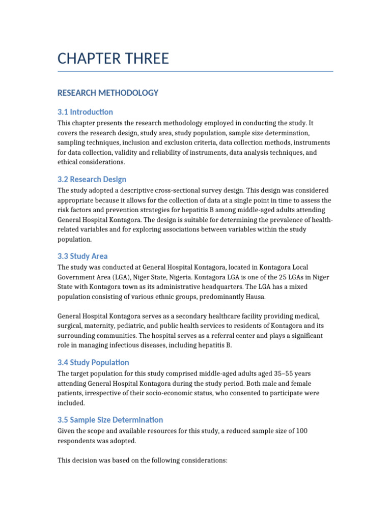 Chapter Three Research Methodology Hepatitis B Study | PDF | Statistics ...