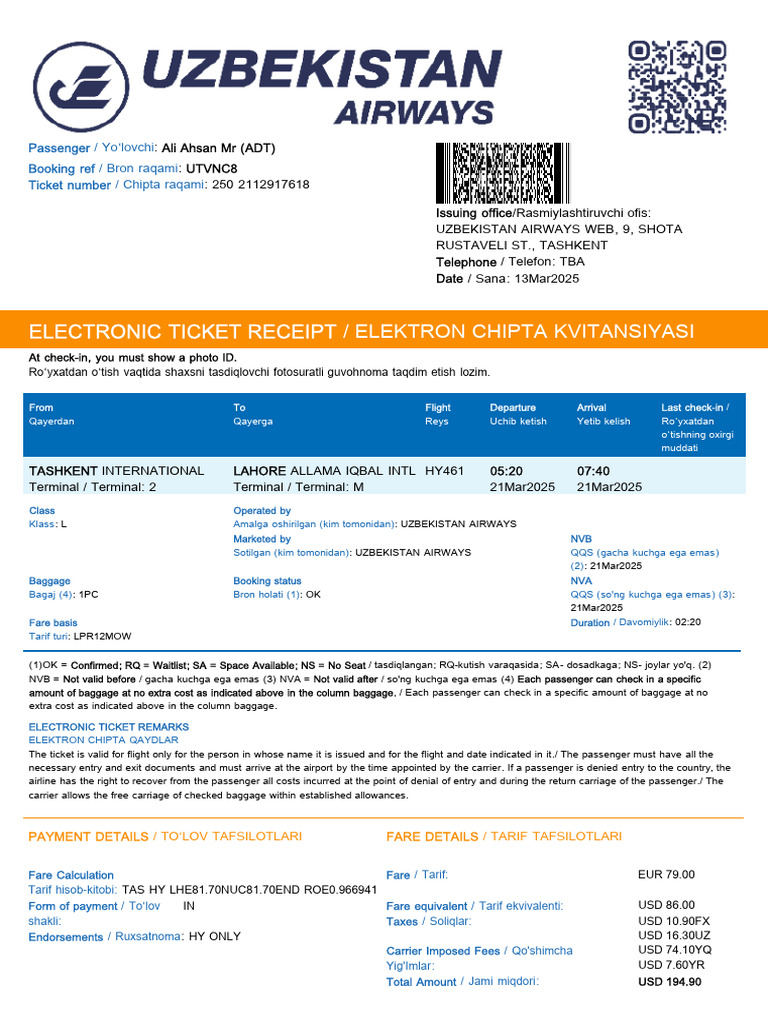 Your Electronic Ticket-EMD Receipt | PDF | Transport
