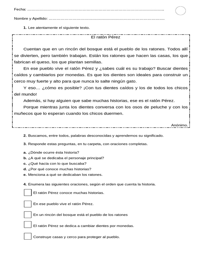 Cuento del Ratón Pérez para Niños | PDF