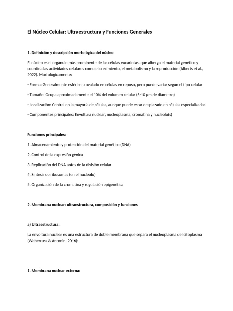 Núcleo Celular: Estructura y Funciones | PDF | Nucleo celular | Citoplasma