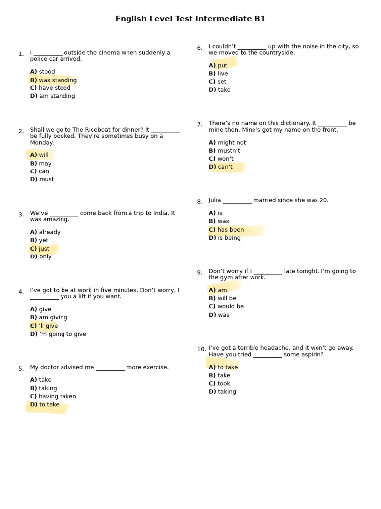 English Level Test PDF Intermediate b1 Englishtestpdf 1 | PDF | Chess ...