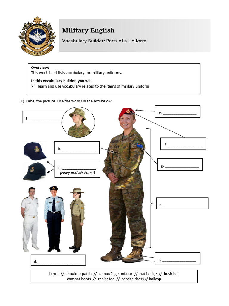 Mil Eng - VB - Parts of A Uniform - Students | PDF | Uniforms | Clothing