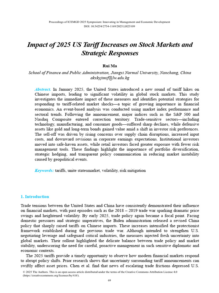 Impact of 2025 US Tariff Increases On Stock Market | PDF | Risk | Tariff