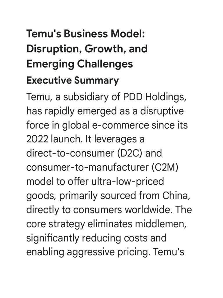 Temu's Business Model Analysis | PDF | Pricing | E Commerce
