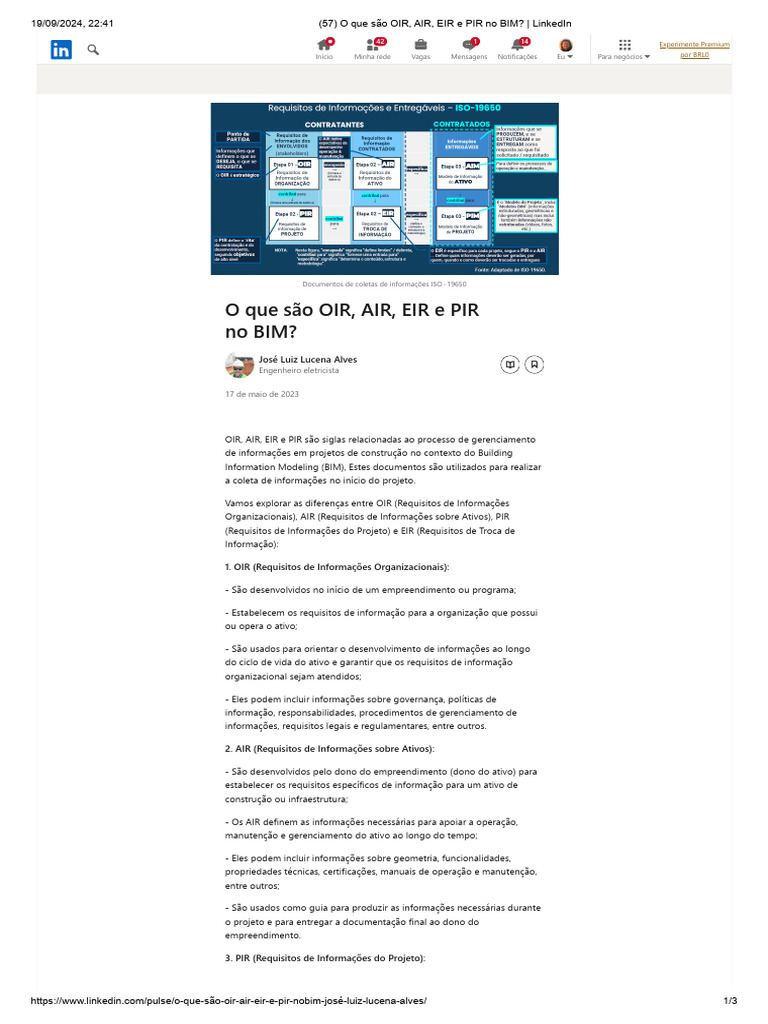 OIR, AIR, EIR e PIR no BIM: Definições | PDF | BIM | Informação