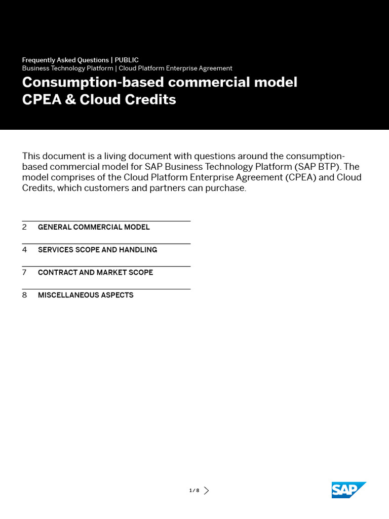 FAQ Consumption-Based Commercial Model CPEA & Cloud Credits | PDF | Cloud Computing ...