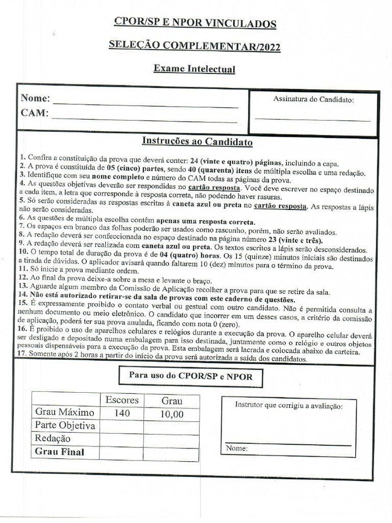 Prova Cpor 2022 - Removed | PDF