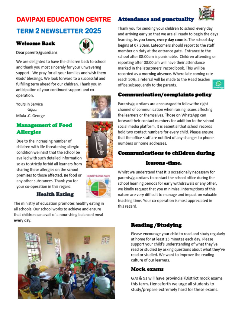 Davipaxi Education Centre Term 2 Update | PDF | Learning