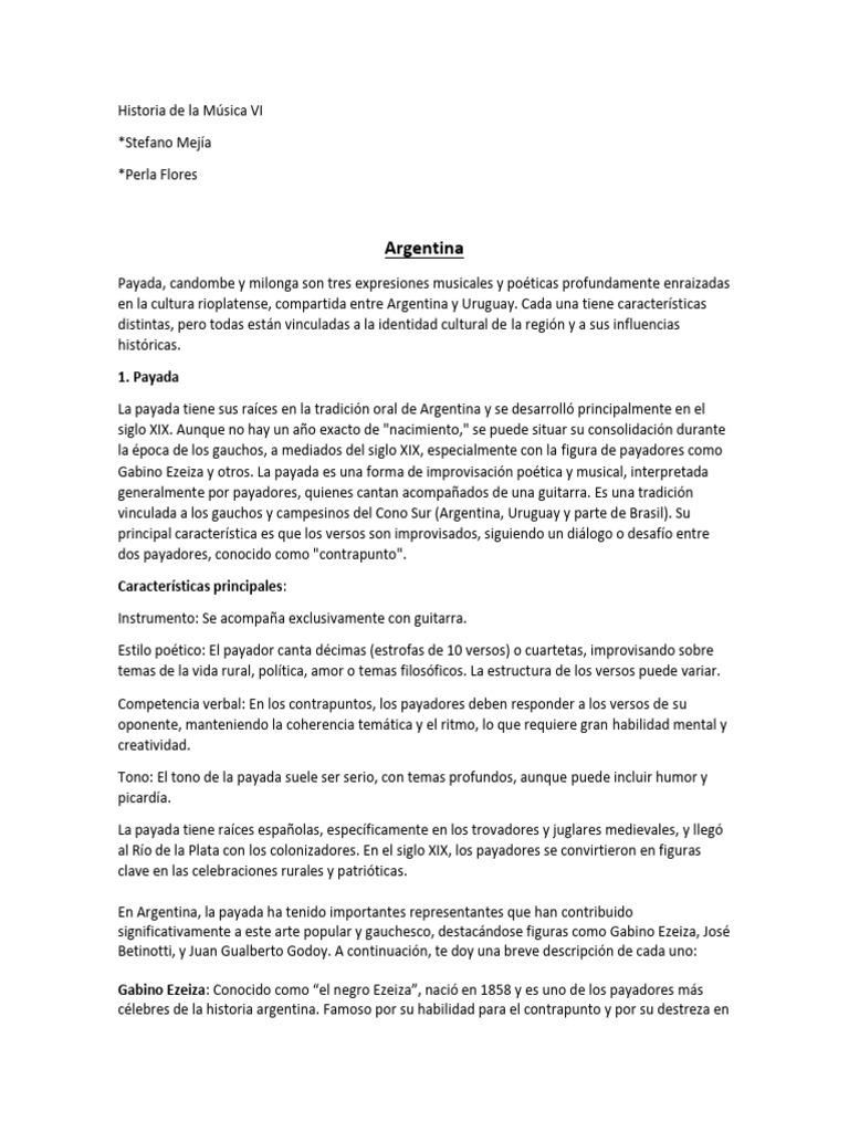 La Música en Argentina | PDF | Musica Tango | Bailes
