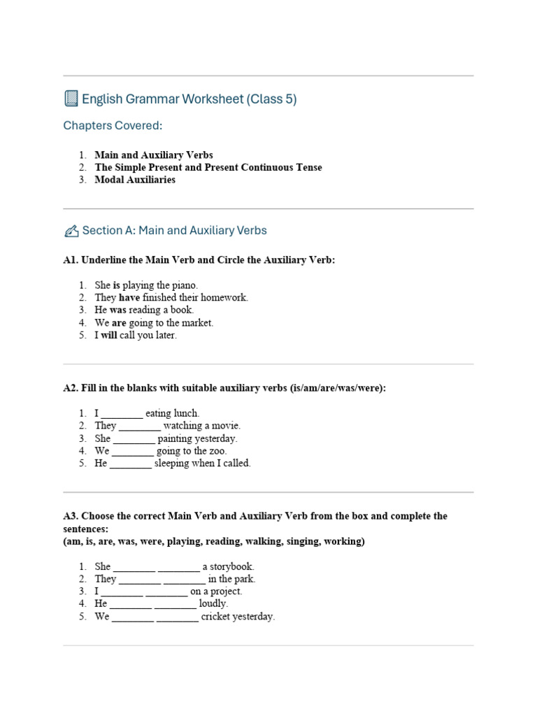 Class 5 Language Worksheet (ch-4,5,6) | PDF | Verb | Language Mechanics