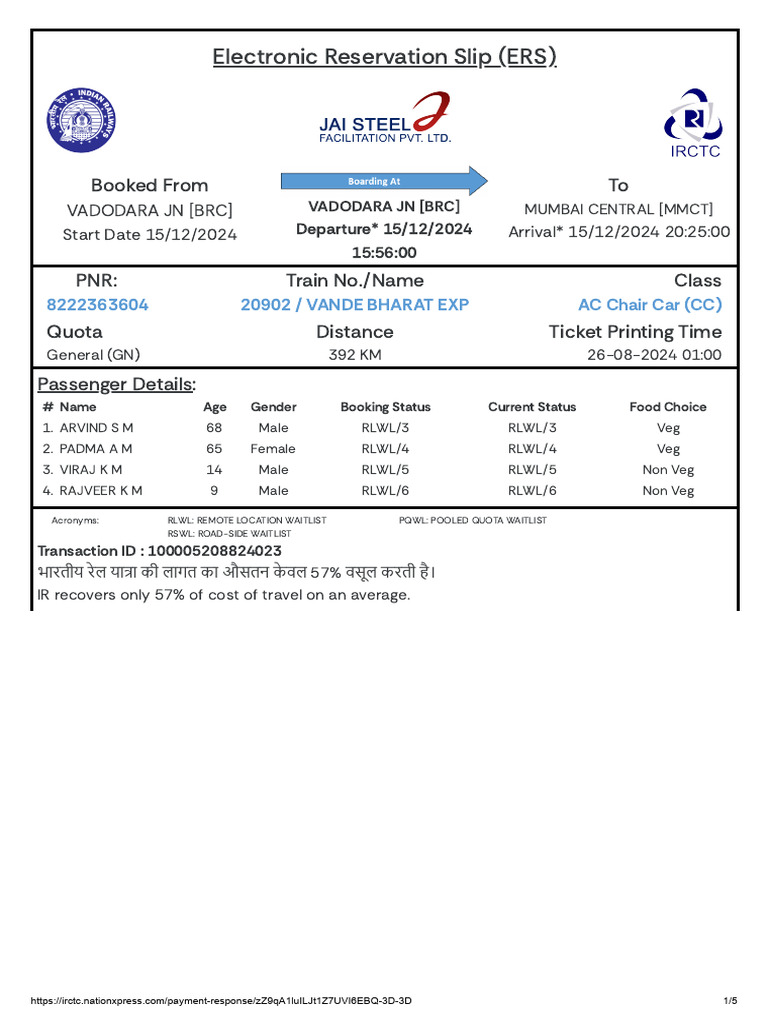 BRC To MMCT (15 Dec 24) | PDF