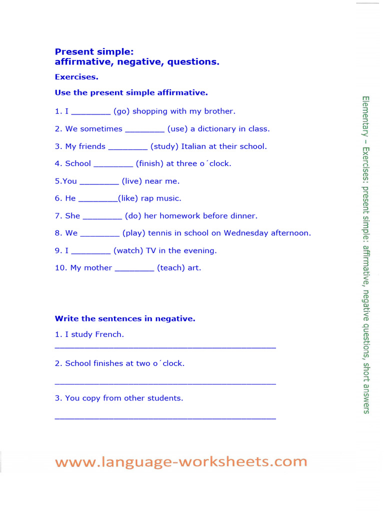 Present Simple: Affirmative, Negative, Questions | PDF