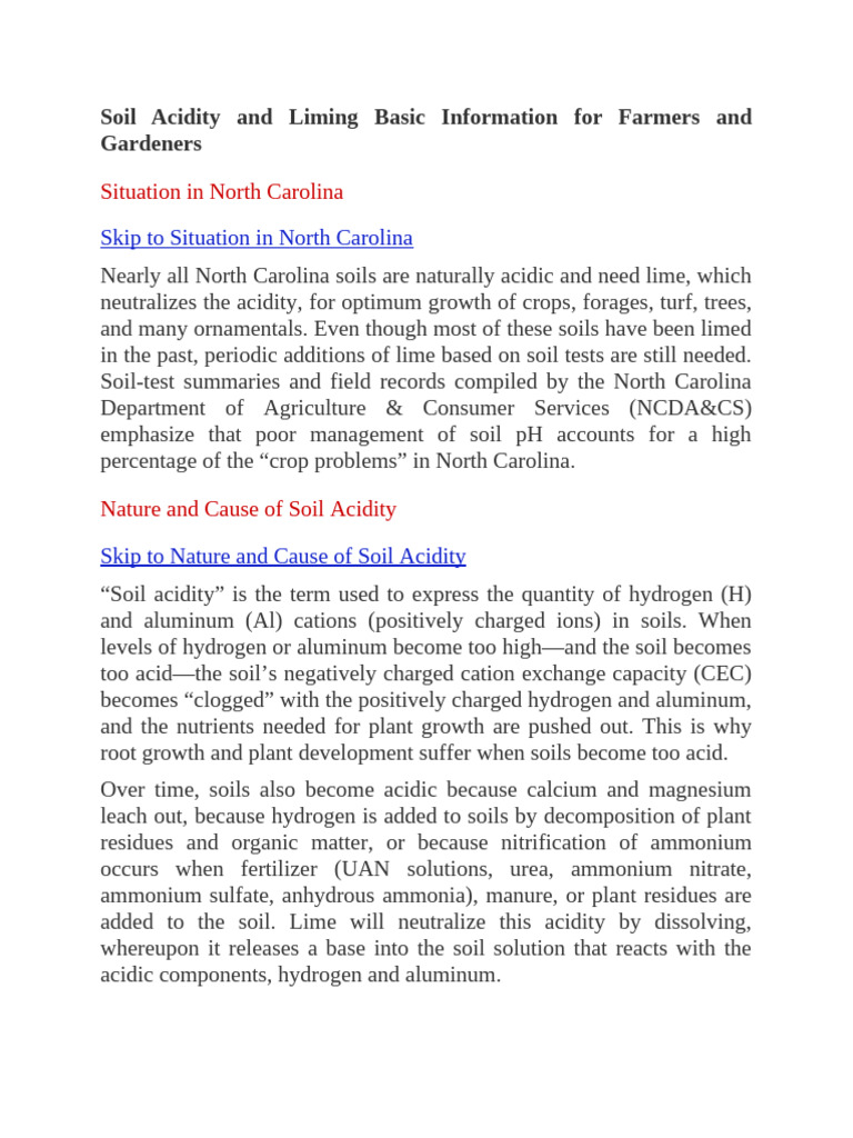 Soil Acidity and Liming in NC Farming | PDF | Soil | Lime (Material)
