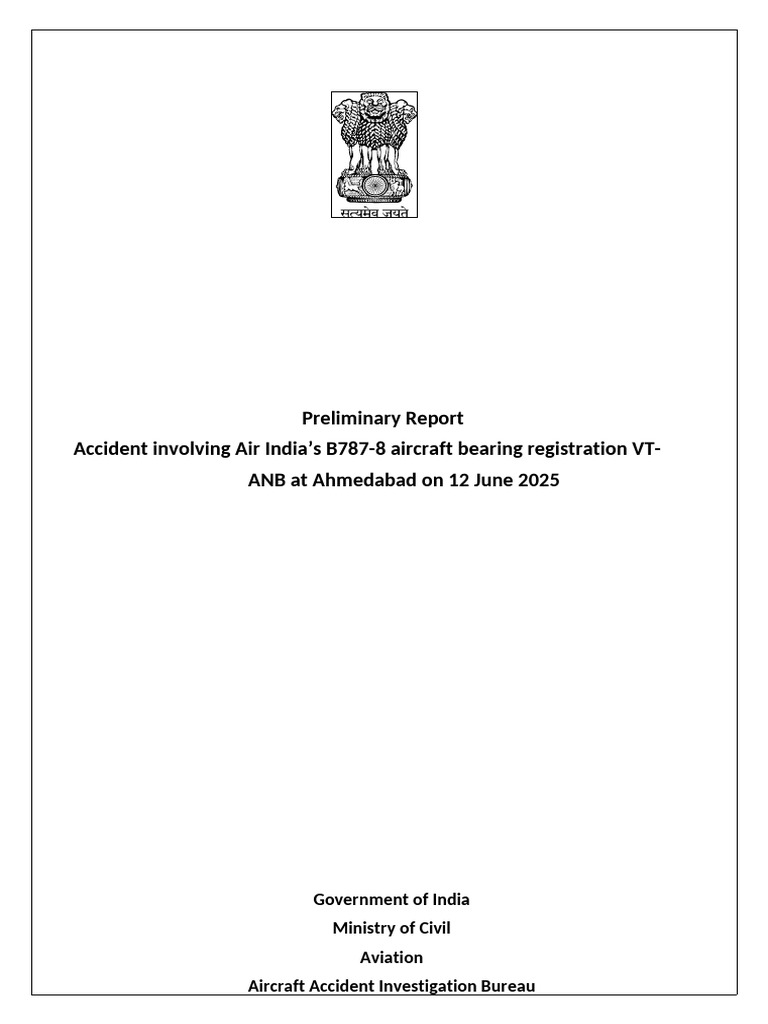 Preliminary Report VT-ANB | PDF | Aviation Accidents And Incidents ...