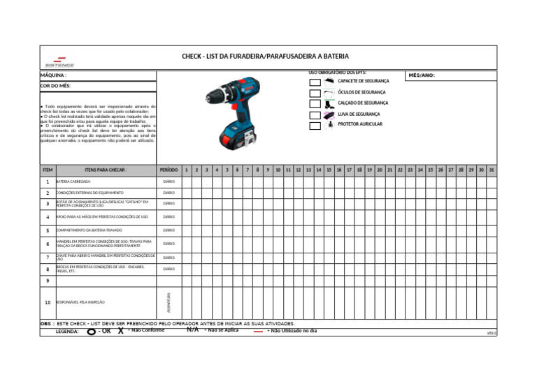 Check - List Da Furadeira-Parafusadeira A Bateria | PDF