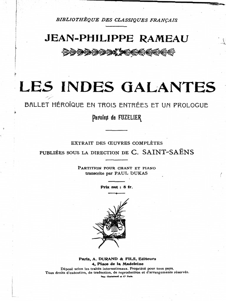 Las Indias Galantes Rameau | PDF
