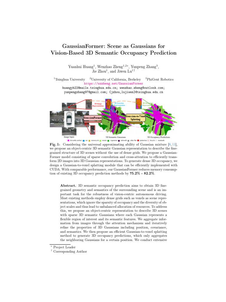 GaussianFormer Scene as Gaussians for Vision-Based 3D Semantic Occupancy Prediction | PDF | 3 D ...