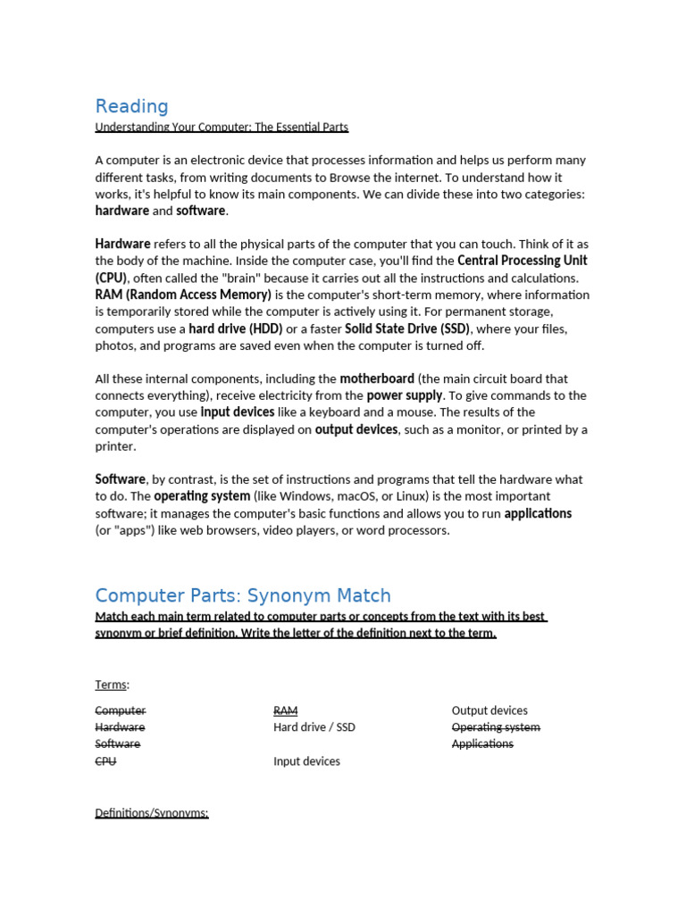 Understanding Your Computer The Essential Parts | PDF | Computer ...