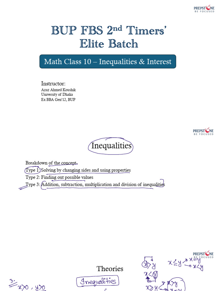 Math Class 10: Inequalities & Interest | PDF | Inequality (Mathematics ...