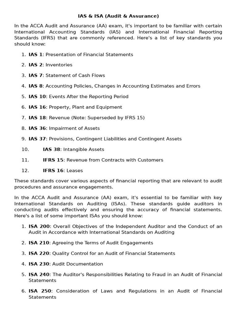 IAS vs ISA: Key Standards Overview | PDF | Financial Audit | Audit