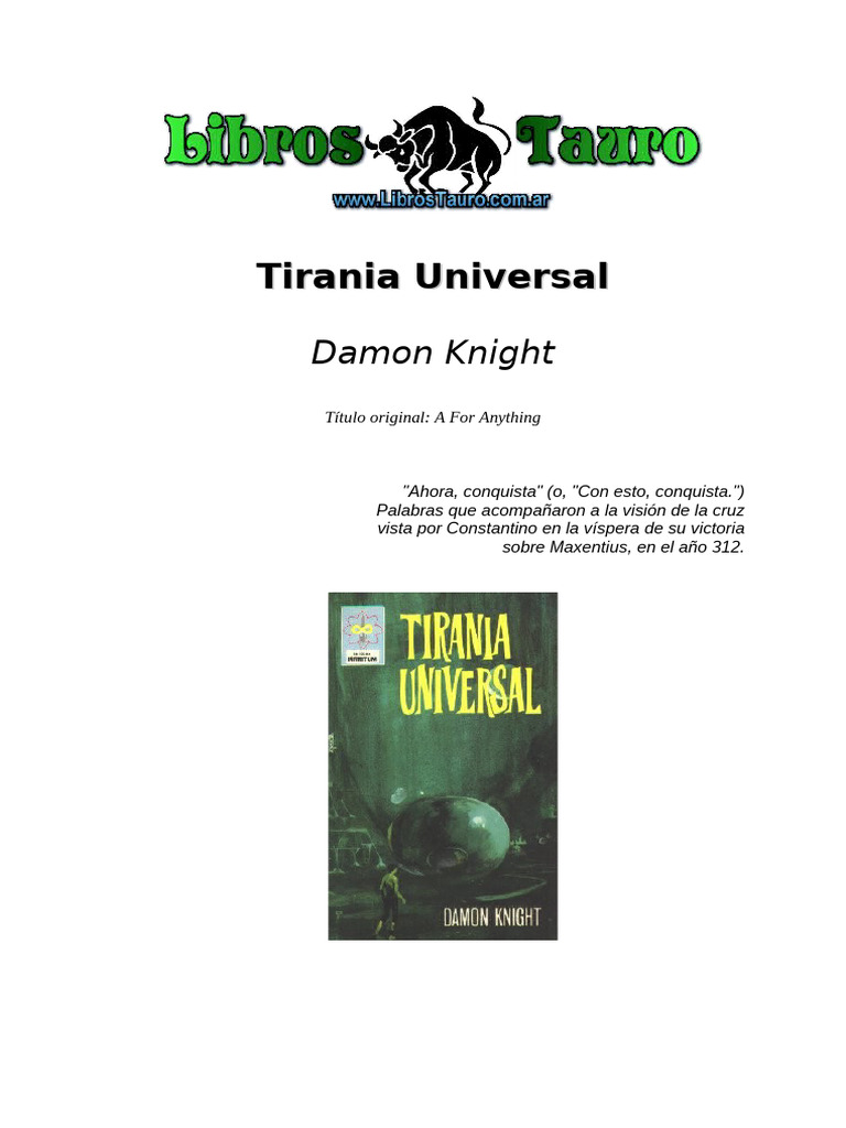 Knight, Damon - Tirania Universal | PDF | Marte