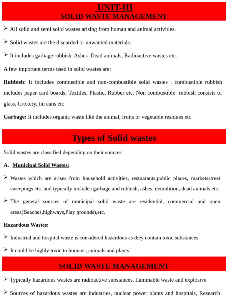 Solid Waste Management Overview | PDF | Waste | Municipal Solid Waste