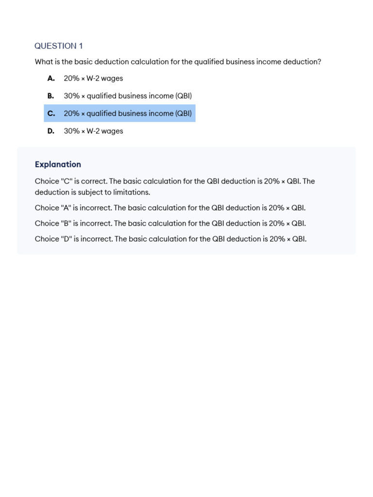 M6 Section 199A Qualified Business Income Deduction - Answers | PDF ...