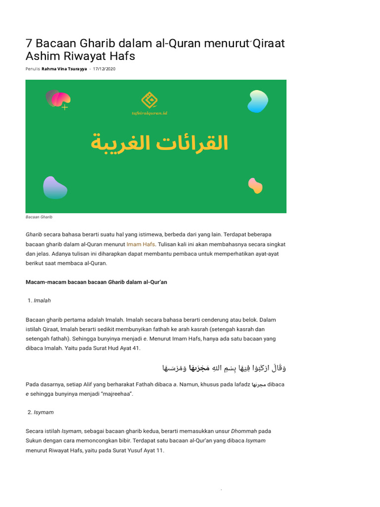 Bacaan Gharib dalam Al-Quran | PDF