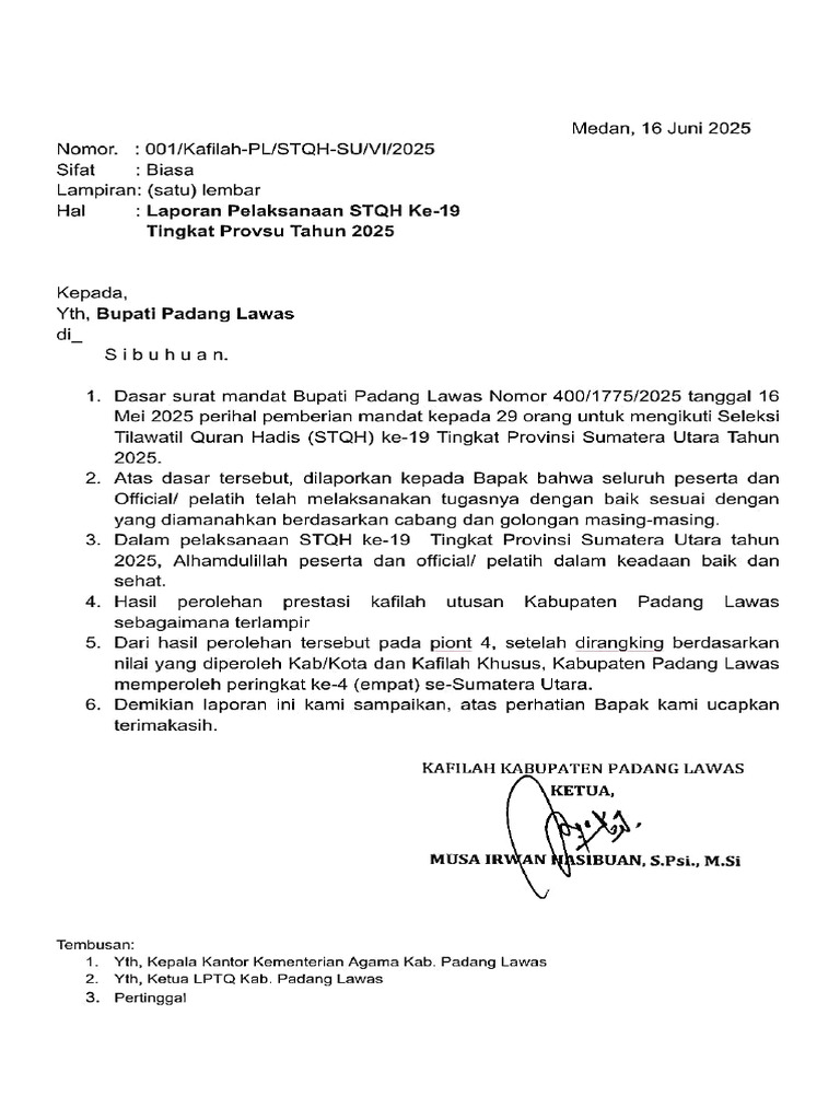 Laporan STQH Provsu 2025 | PDF