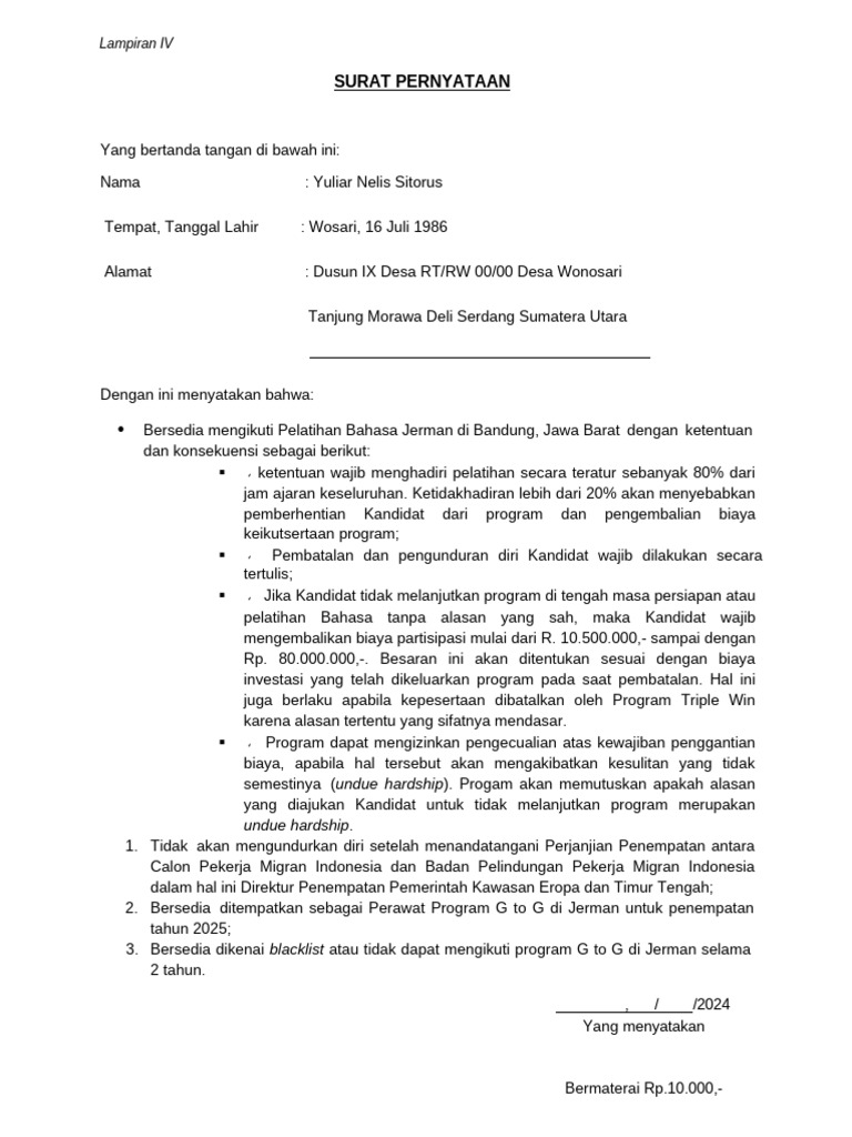 Surat Pernyataan | PDF
