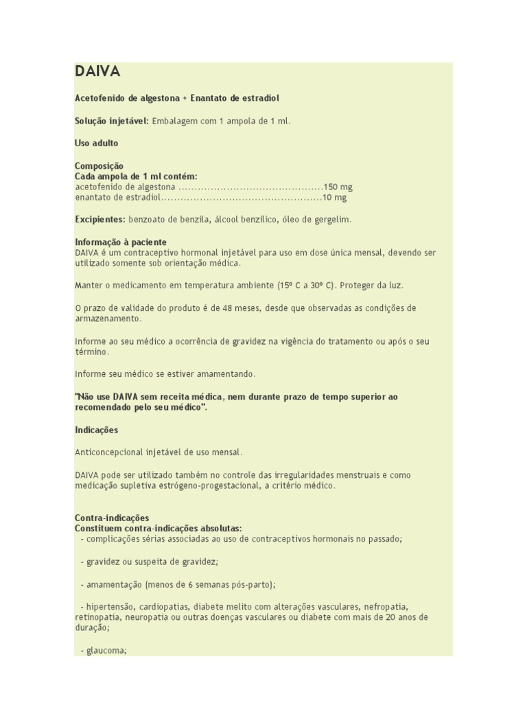 Daiva | PDF | Gravidez | Anticoncepcionais