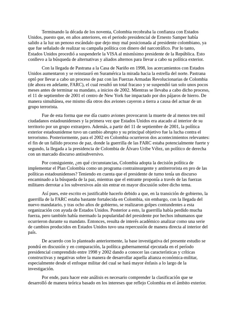 Plan Colombia | PDF | Colombia | Guerra de guerrillas