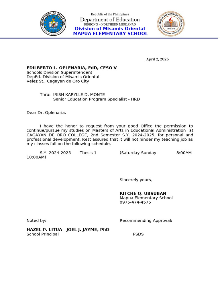 Request for Study Leave Approval | PDF