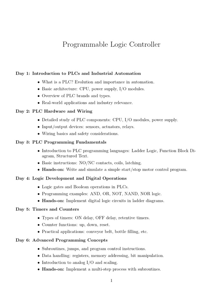 PLC Programming Fundamentals and Applications | PDF