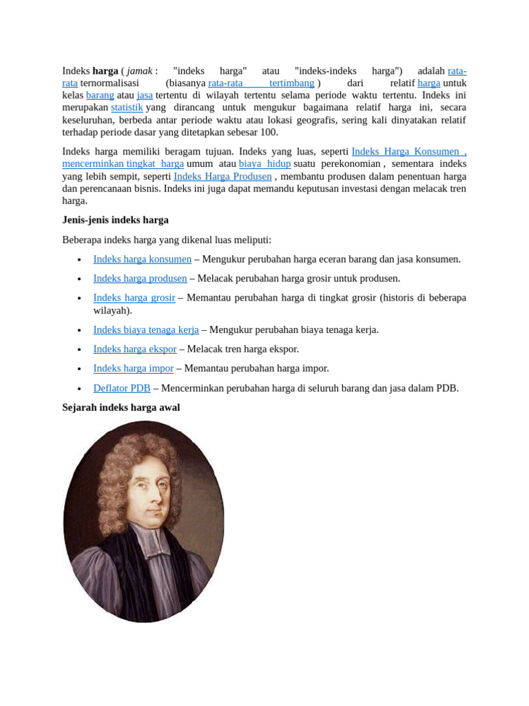 Pengertian Indeks Harga, Jenis Indeks Harga | PDF