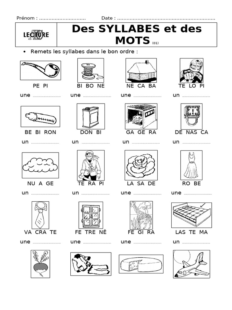 Syllabes Et Mots 01 2 | PDF