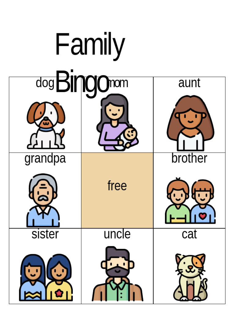 Family Bingo: Dog Mom Aunt | PDF