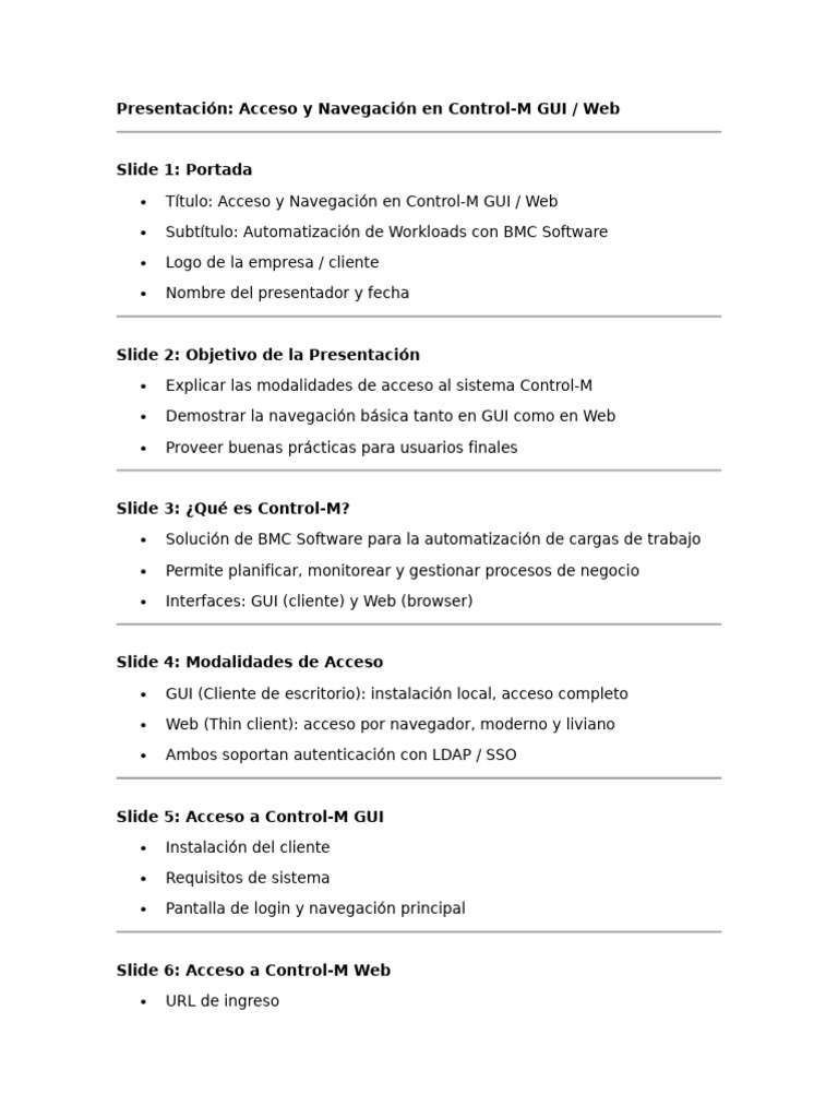 Presentación Acceso A GUI Control-M y WEB | PDF