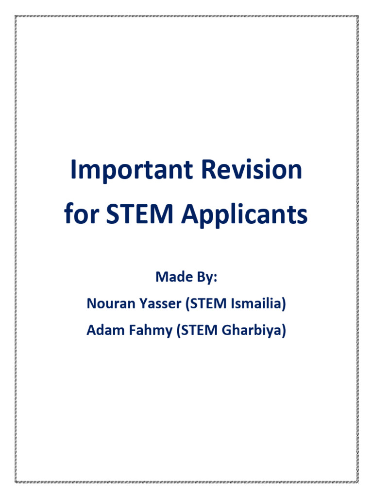 Important Revision For STEM Applicants | PDF