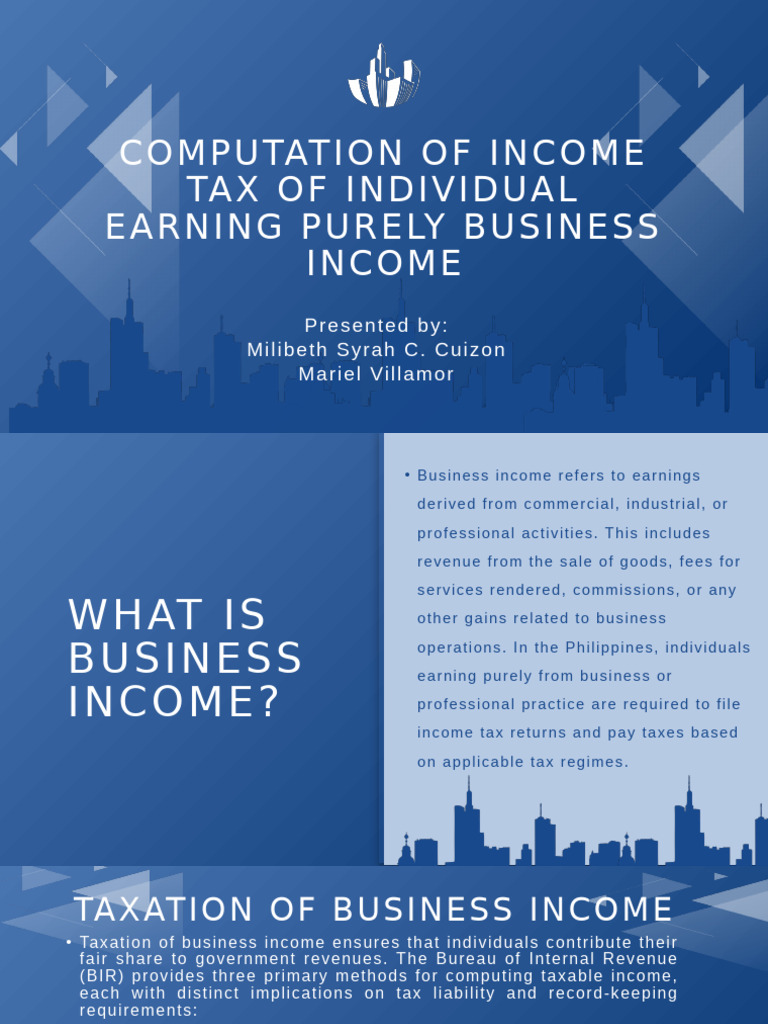 COMPUTATION of Income Tax of Individual Earning Purely Business Income ...