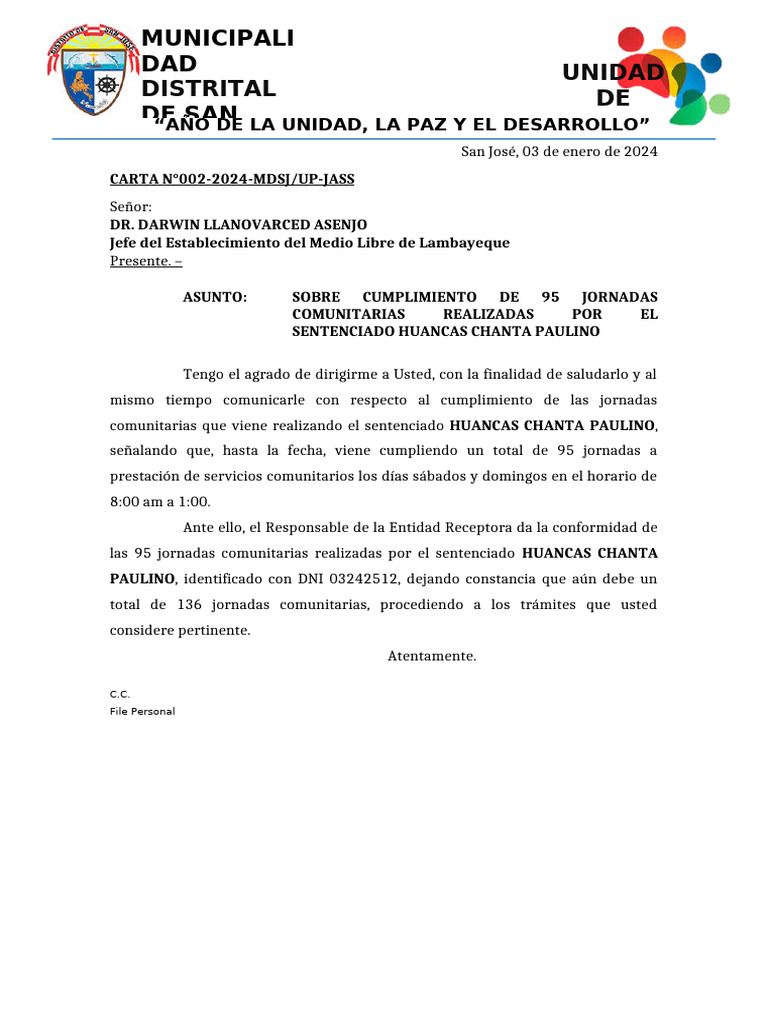 Carta #002-2024-Up-Mdsj-Jass | PDF