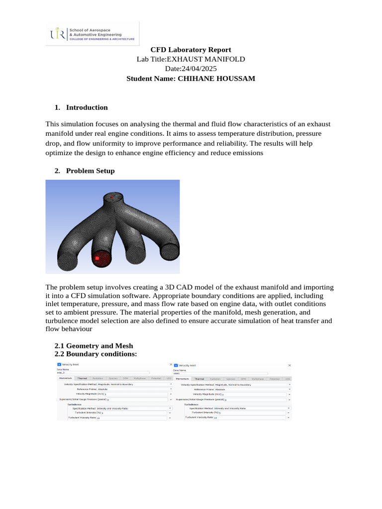 CFD Laboratory Report Template | PDF | Fluid Dynamics | Computational Fluid Dynamics