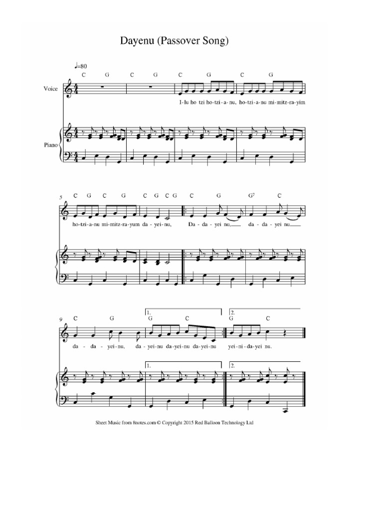 Dayenu (Passover) Song | PDF